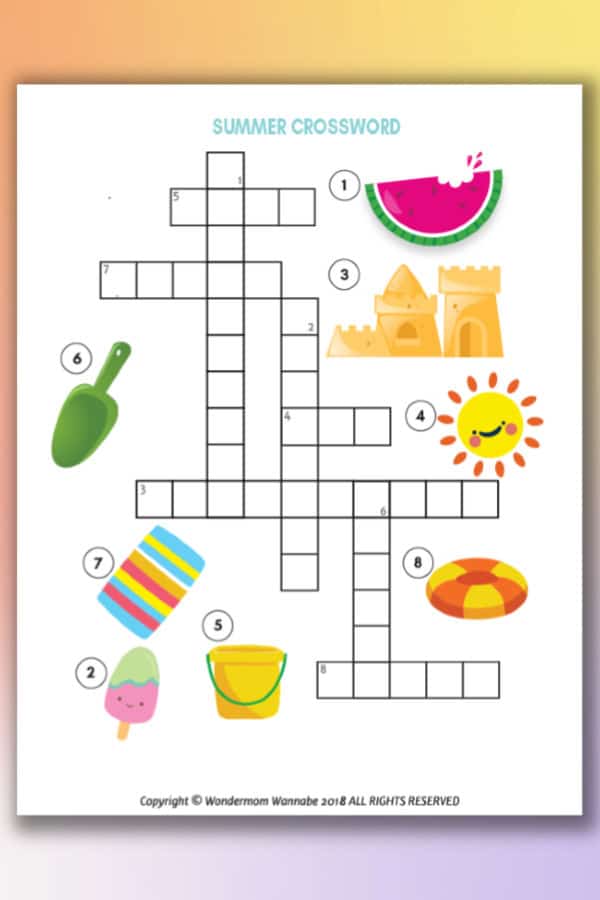 Printable Summer Crossword Puzzle For Kids Find A Free Printable Printable Summer Crossword Puzzle For Kids Find A Free Printable