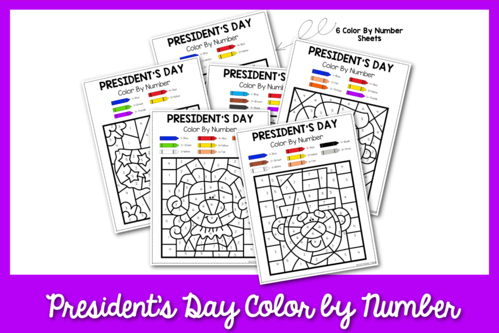 President's Day Color by Number Sheets - Find a Free Printable