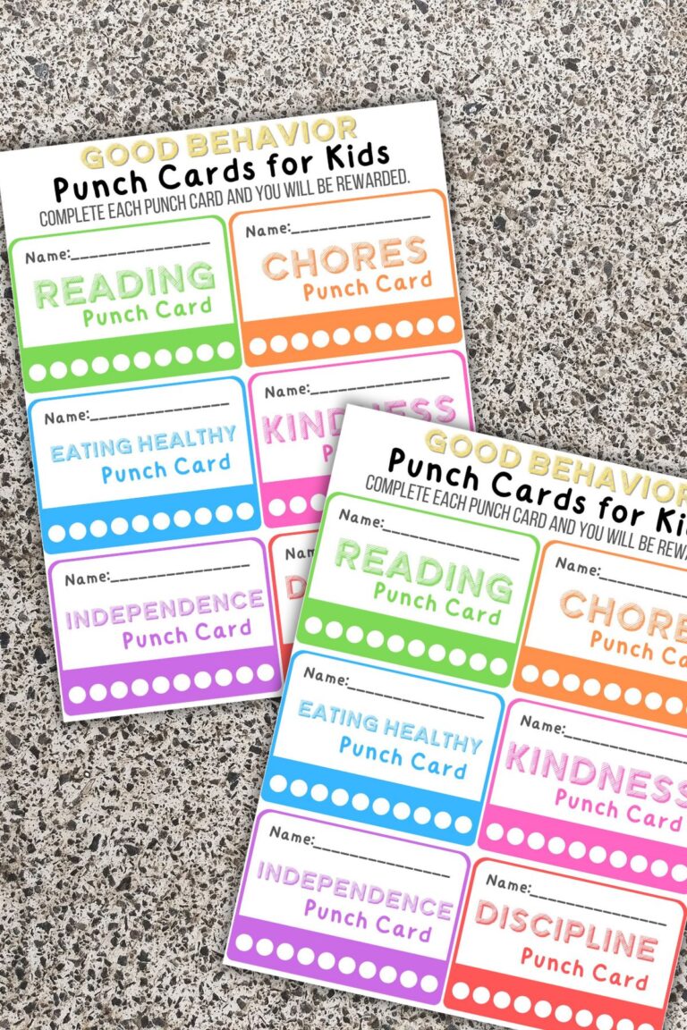 FREE PRINTABLE GOOD BEHAVIOR PUNCH CARDS FOR KIDS - Find a Free Printable