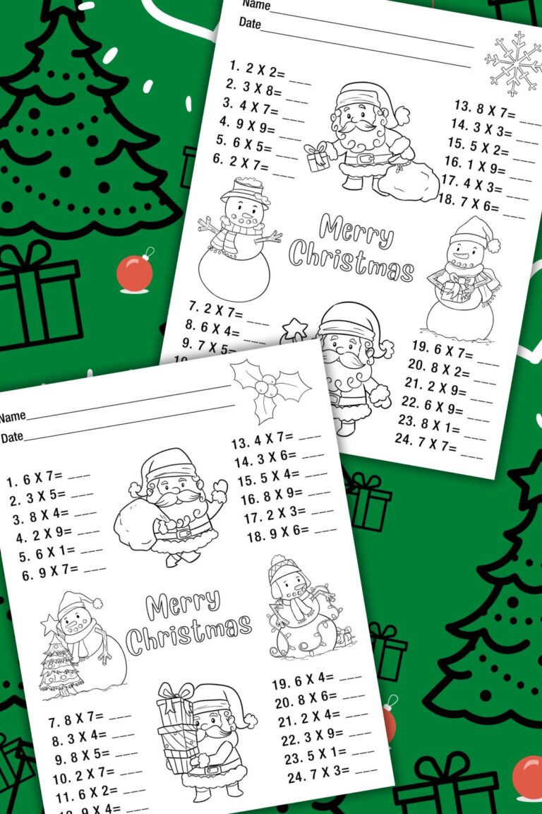 FREE PRINTABLE CHRISTMAS MULTIPLICATION COLORING WORKSHEETS - Find a ...