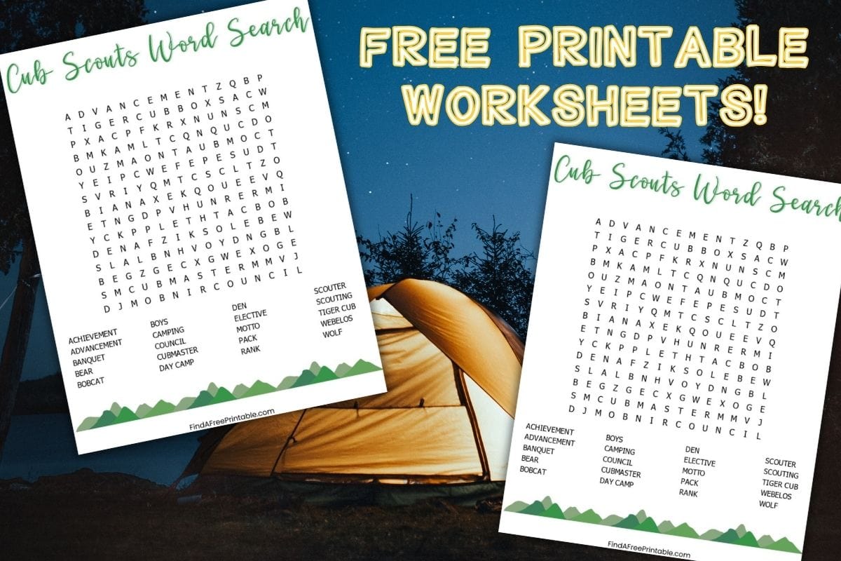 FREE PRINTABLE CUB SCOUTS WORD SEARCH PUZZLE - Find a Free Printable