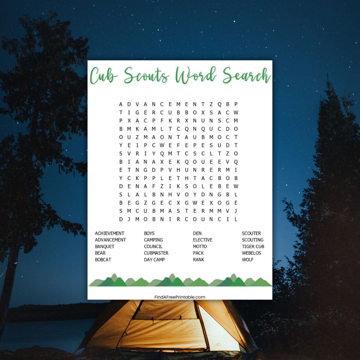 FREE PRINTABLE CUB SCOUTS WORD SEARCH PUZZLE - Find a Free Printable