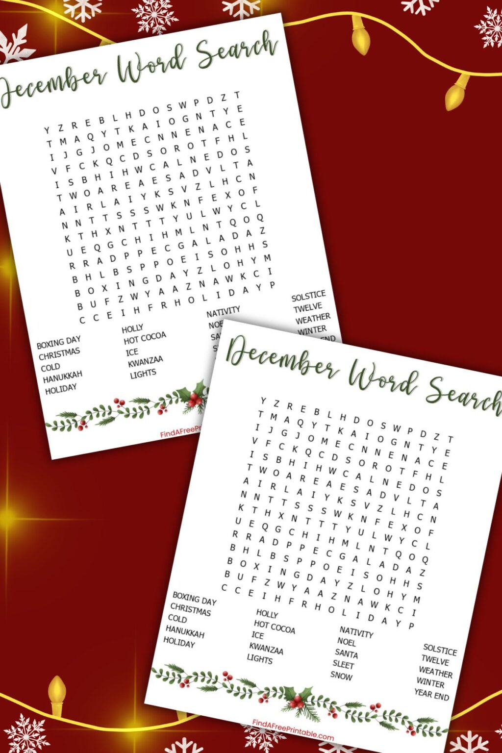 FREE PRINTABLE DECEMBER WORD SEARCH - Find a Free Printable