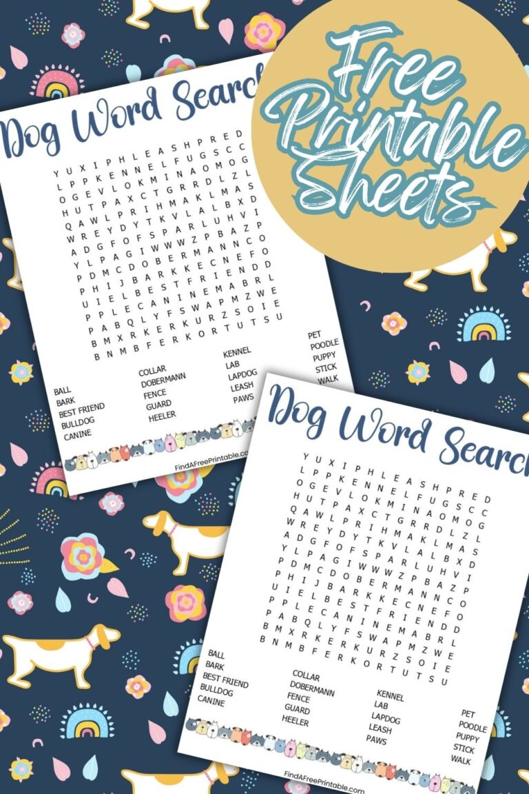 FREE PRINTABLE DOG WORD SEARCH - Find a Free Printable